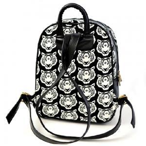 Black Tiger Head Print Backpack Shoulder School Bag on Luulla