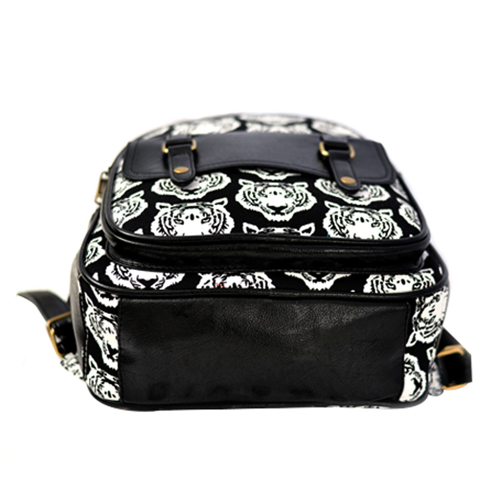 Black Tiger Head Print Backpack Shoulder School Bag on Luulla
